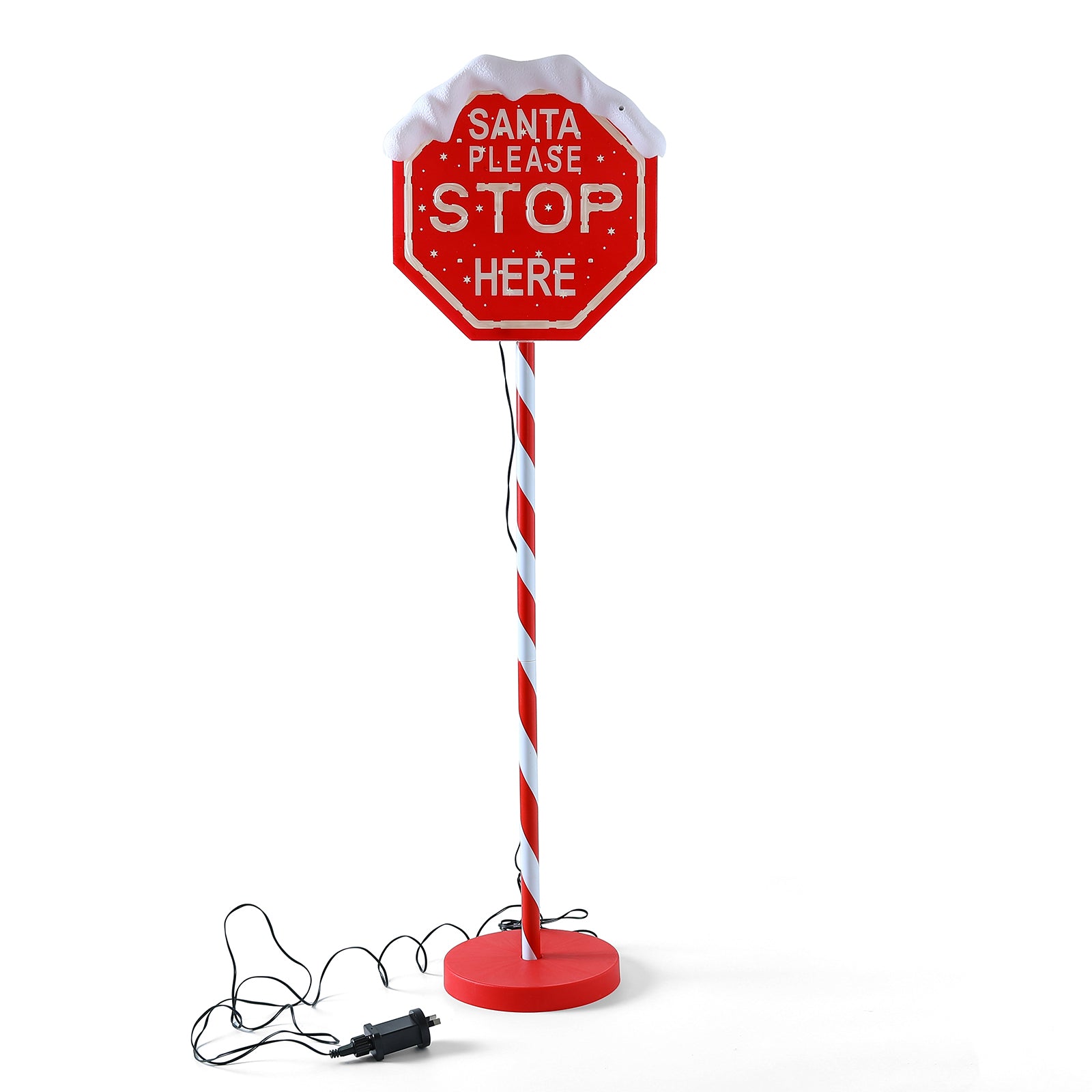 LED Path Santa Stop Sign Multi | Christmas Lights Shop