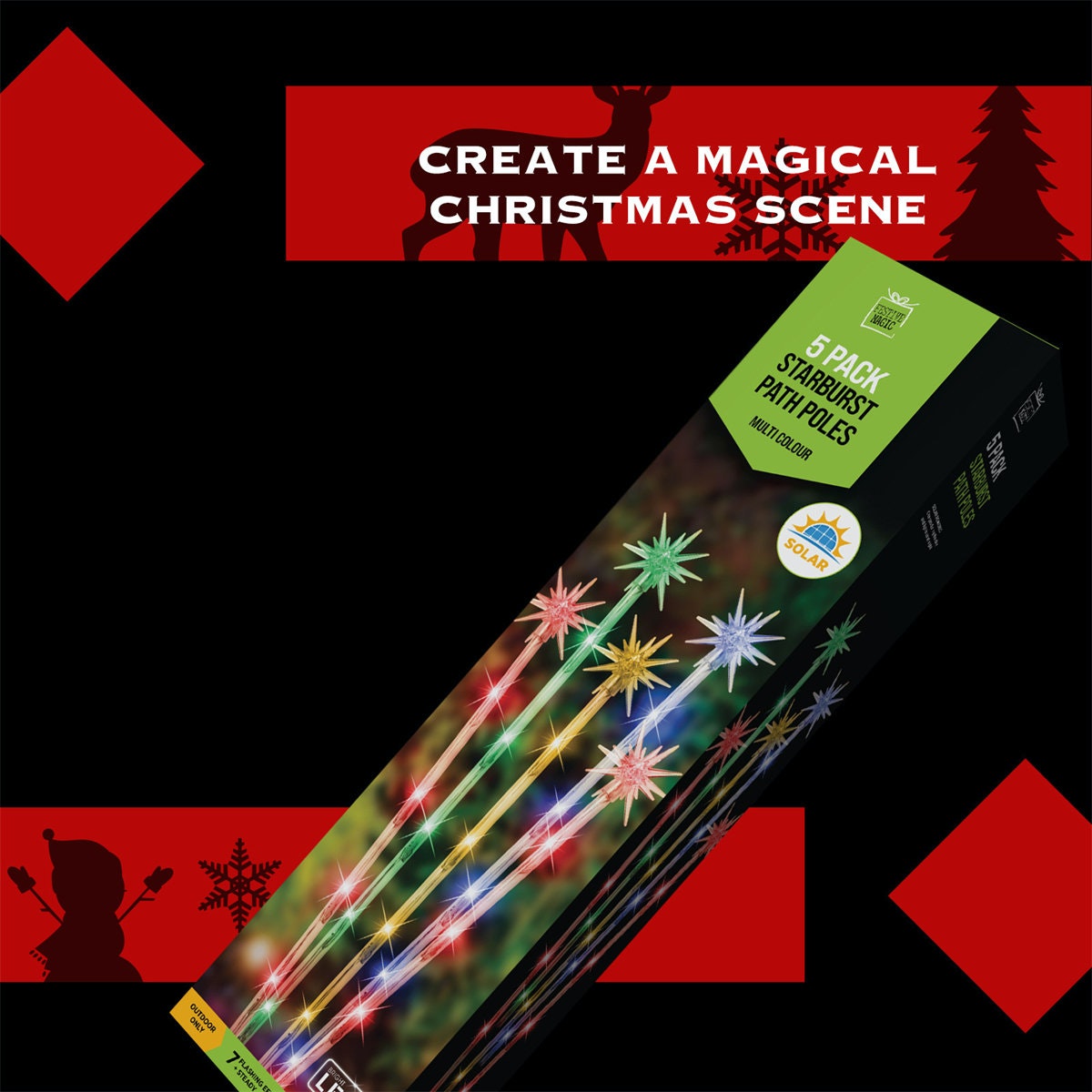 Solar Starburst Path Lights 5pc Multicolour 59cm – Christmas Lights Shop