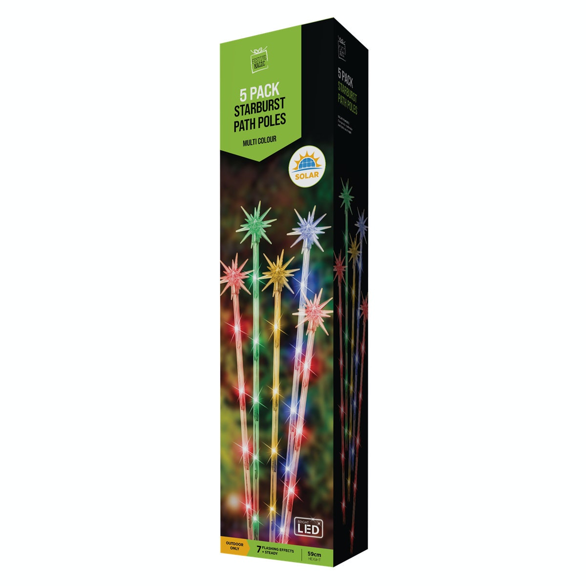 Solar Starburst Path Lights 5pc Multicolour 59cm – Christmas Lights Shop